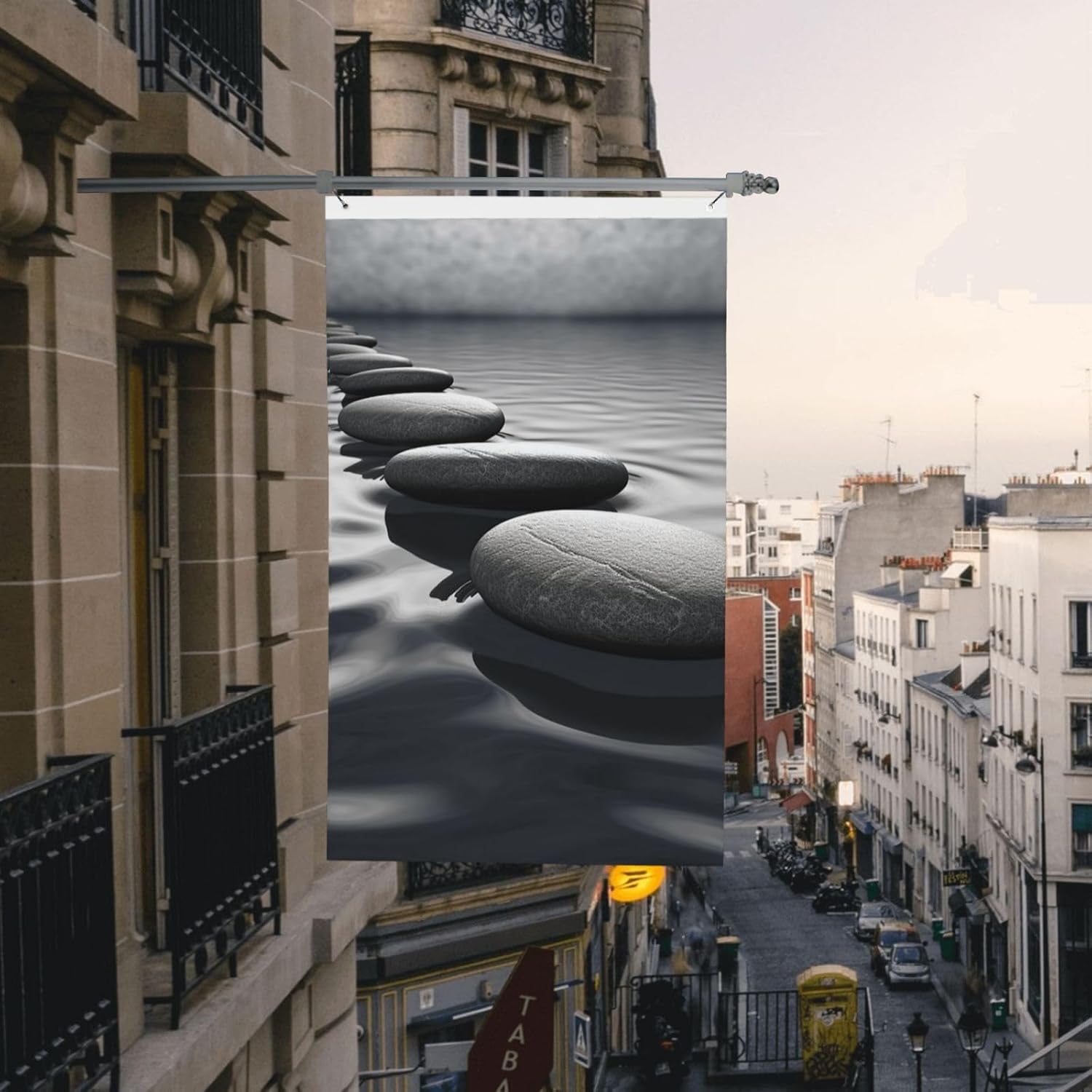 4.85x8 ft Flags for Outside Funny Banner Garden Flag Grey Zen Stones ...