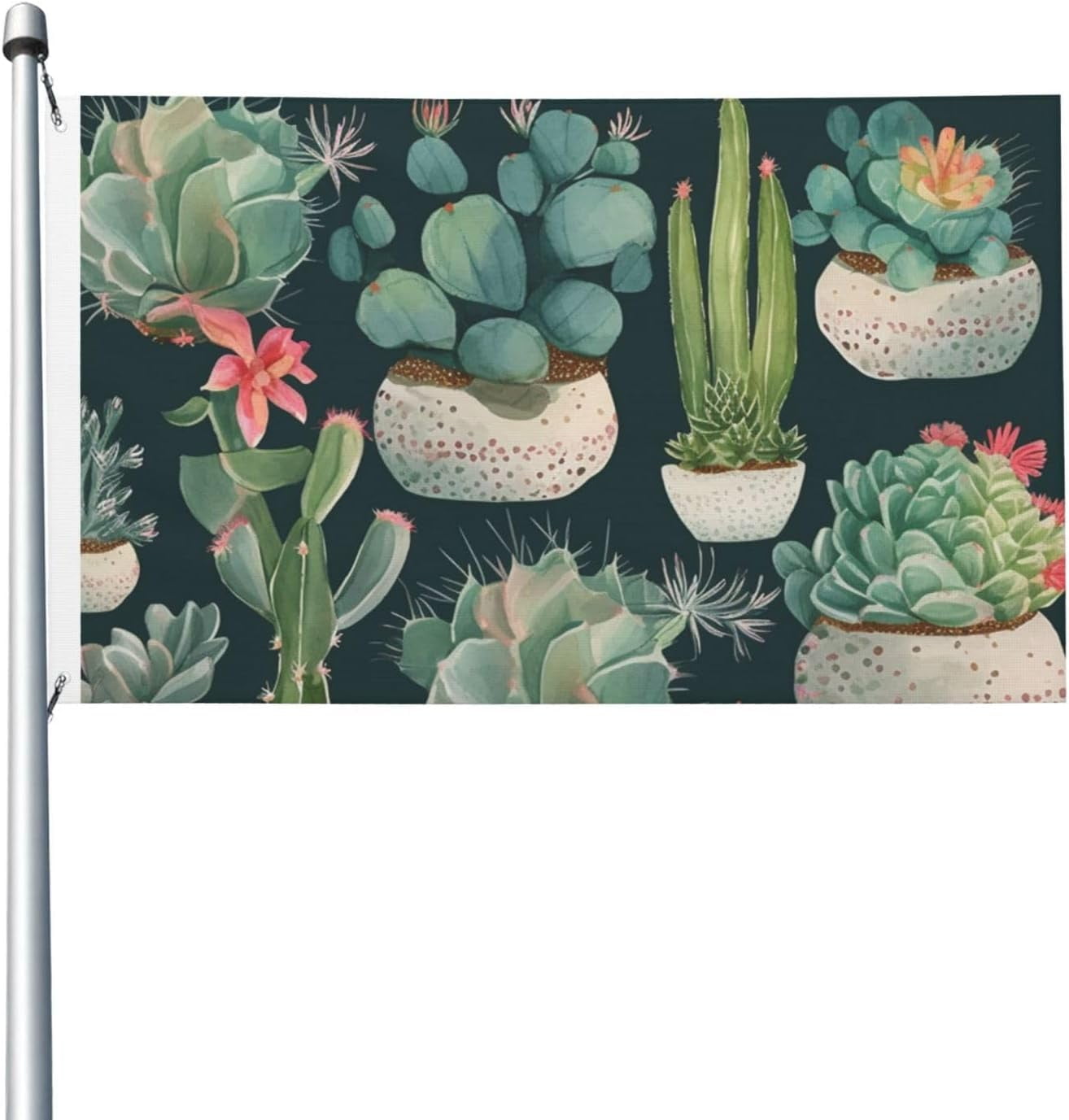 4.85x8 ft Indoor Outdoor Banner Holiday Garden Flag Succulent Plants ...