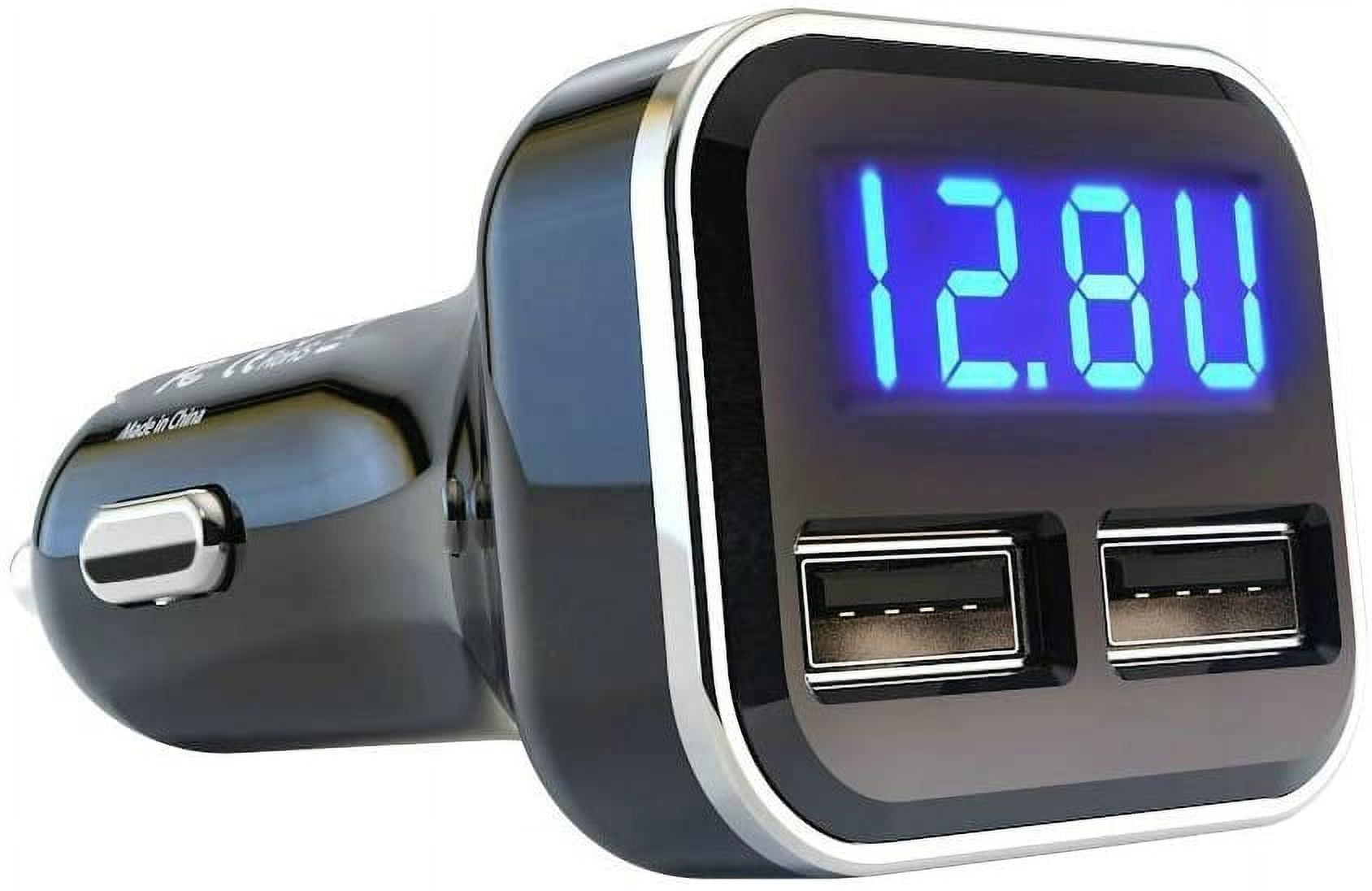 4.8A 24W Dual USB Car Charger Volt Meter Car Battery Monitor with LED ...