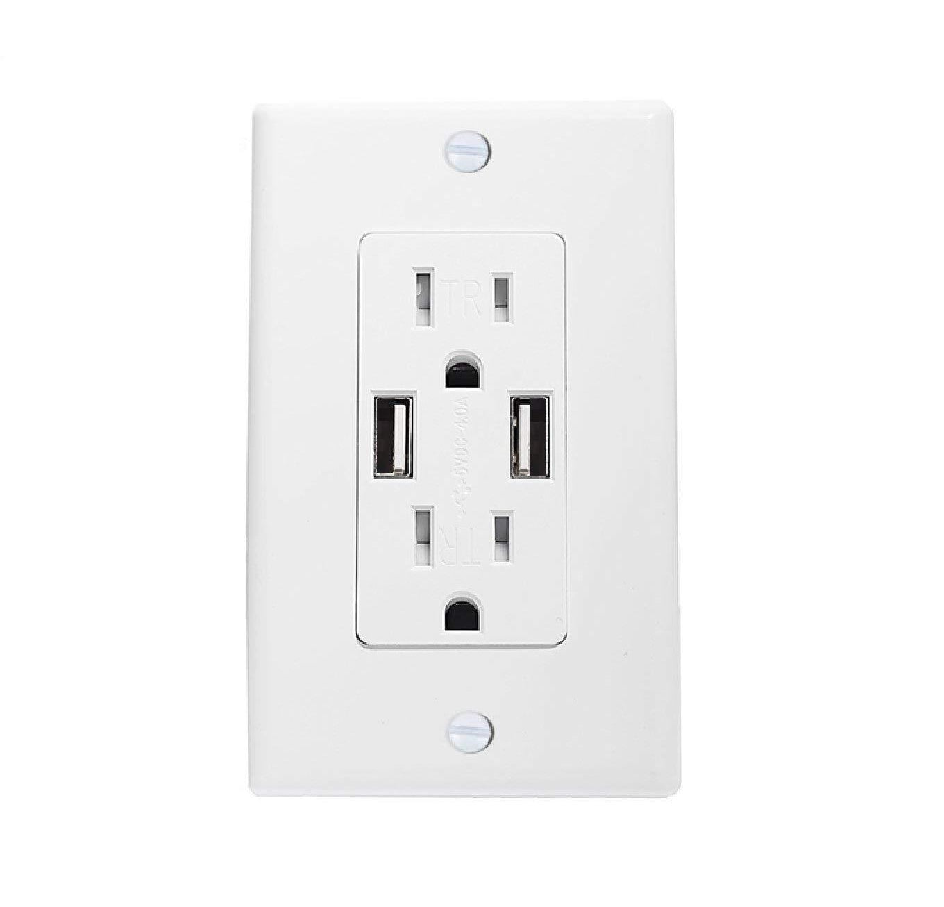 4.8A Ultra High Speed Dual USB Charger Outlet - 15A Tamper Resistant ...