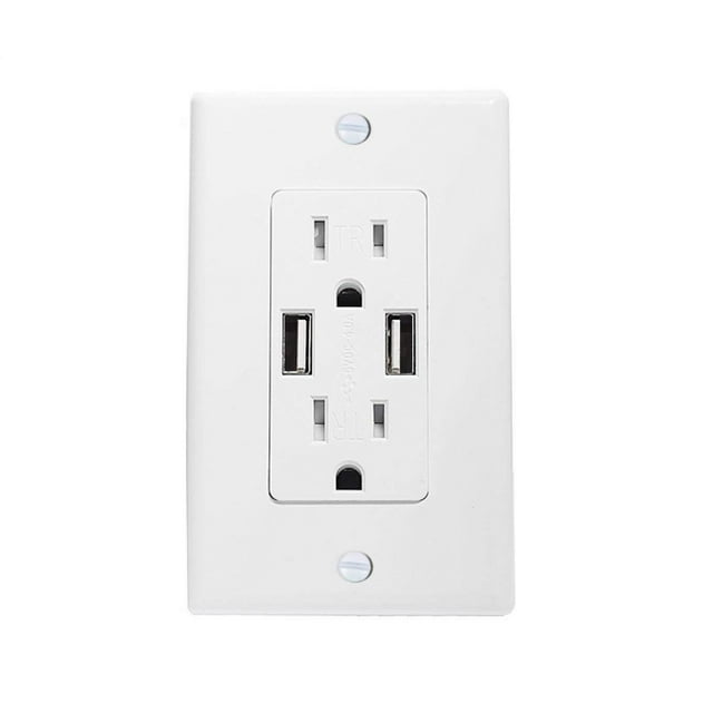 4.8A Ultra High Speed Dual USB Charger Outlet - 15A Tamper Resistant ...