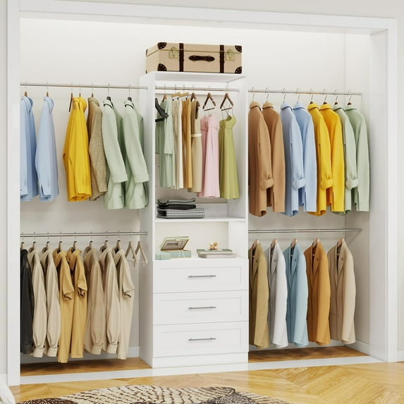 4–8FT Closet System with 3 Wood Drawers, Closet Organizer System with 5 ...