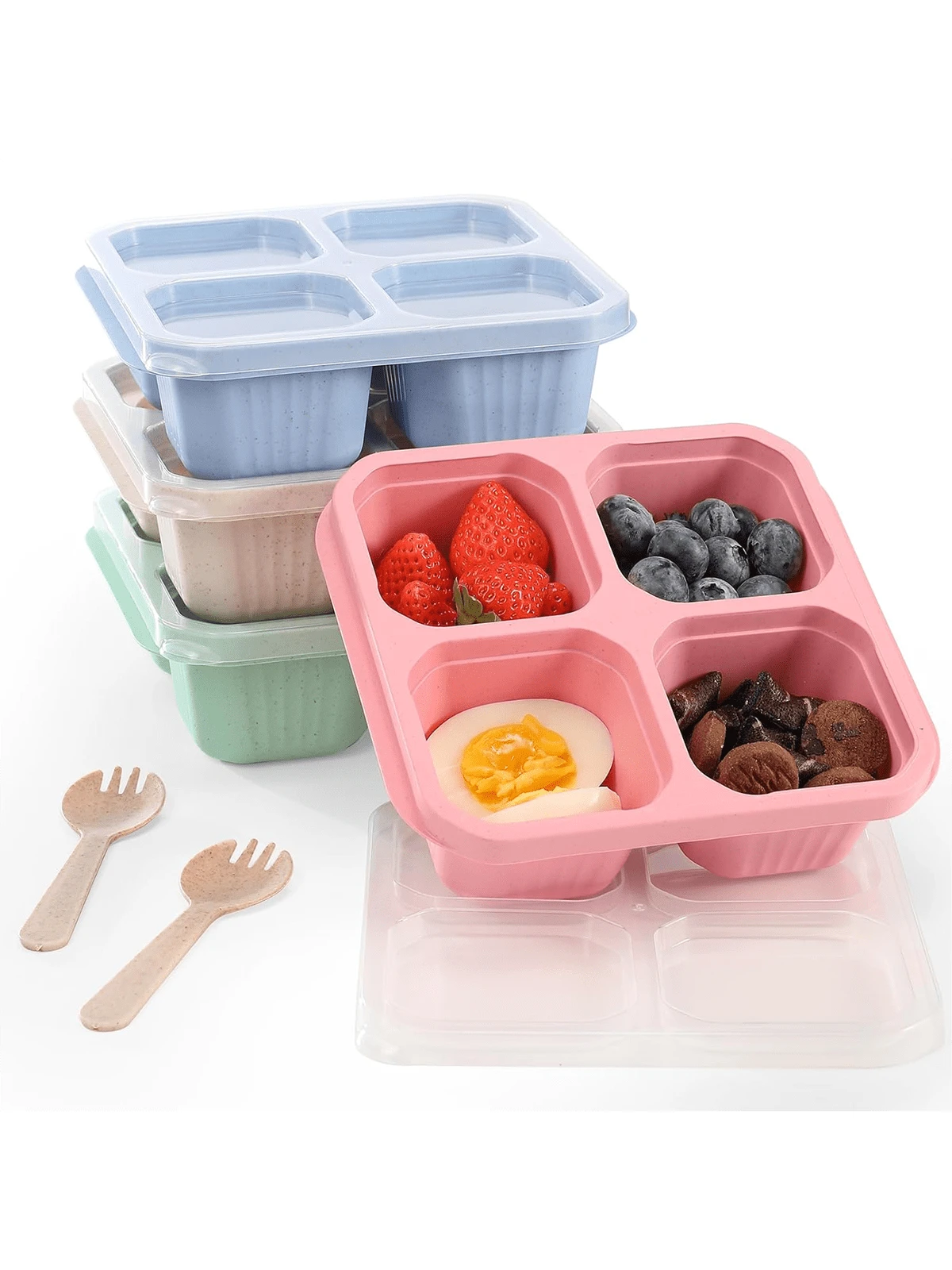 4/8PCS Food Crisper With Cutlery And Lid, Material, Snack Box, Fruit ...