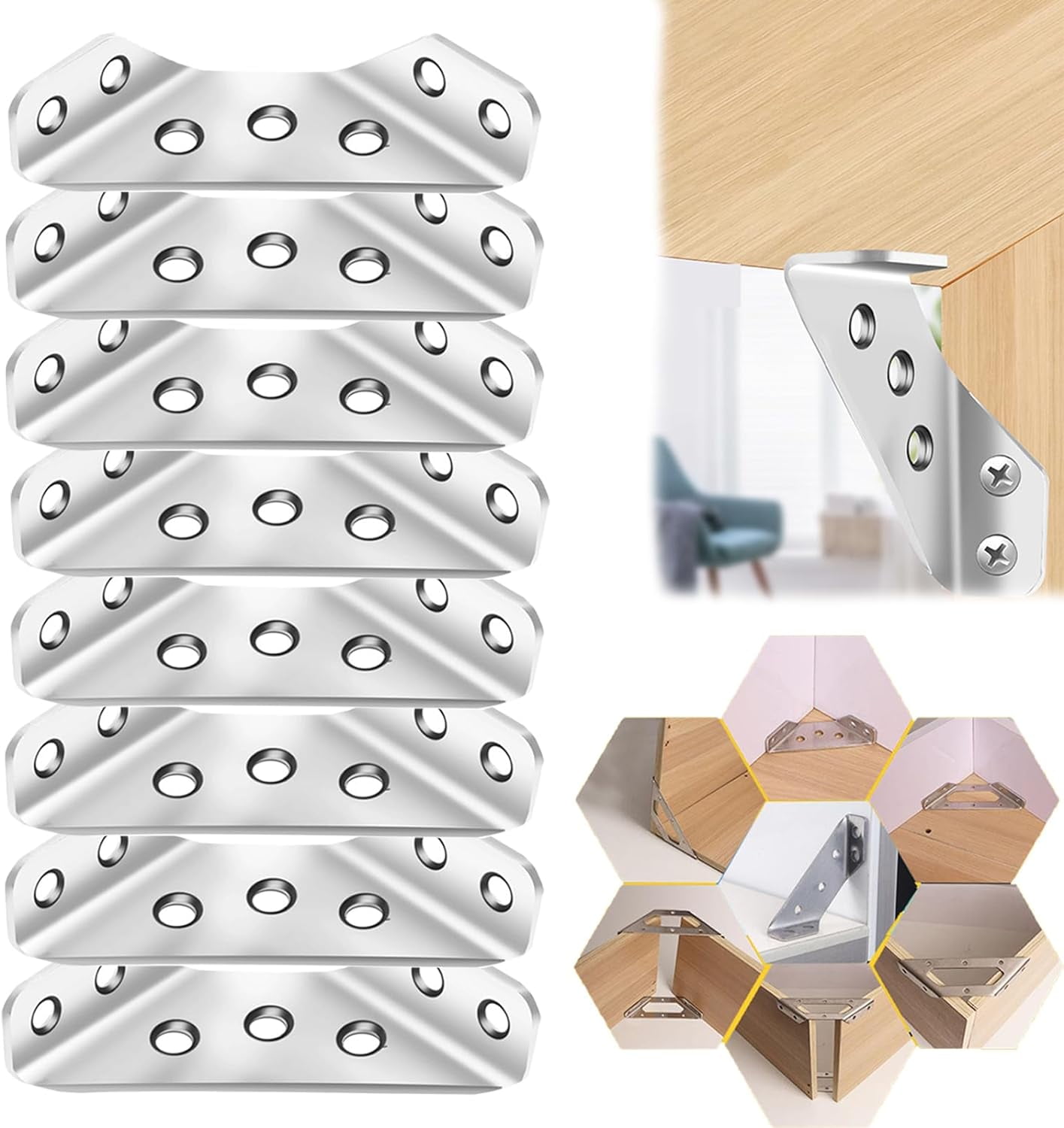 4/8PCS Universal Furniture Corner Connector, 2024 New Stainless Steel ...