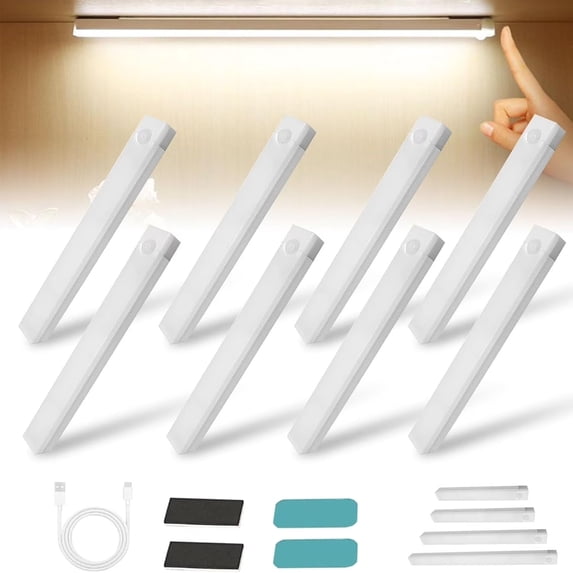 4/8Pack Punch-Free Smart Sensor Magnetic Rechargeable Led Lights ...