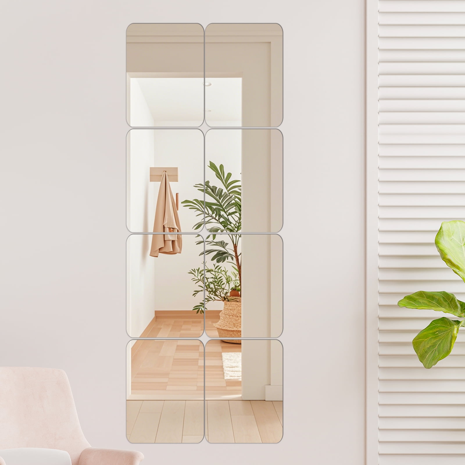 4/8Pcs Acrylic Mirror Tiles Reflective Self Adhesive Mirror Tiles 2mm ...