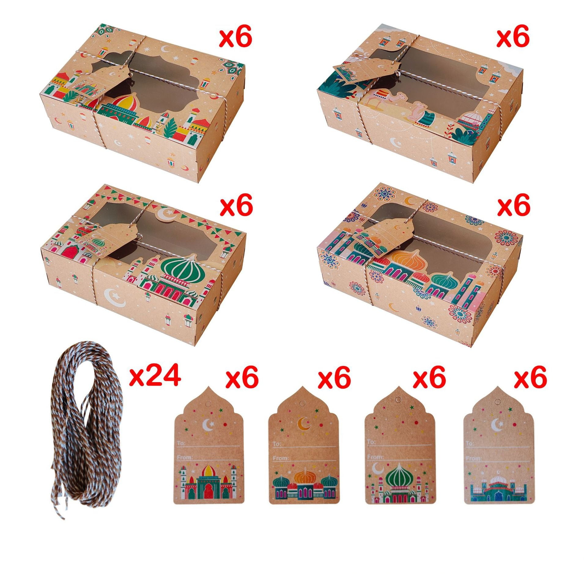 4/8Pcs Ramadan Mubarak Candy Cake Box Bag Chocolate Gift Packaging ...