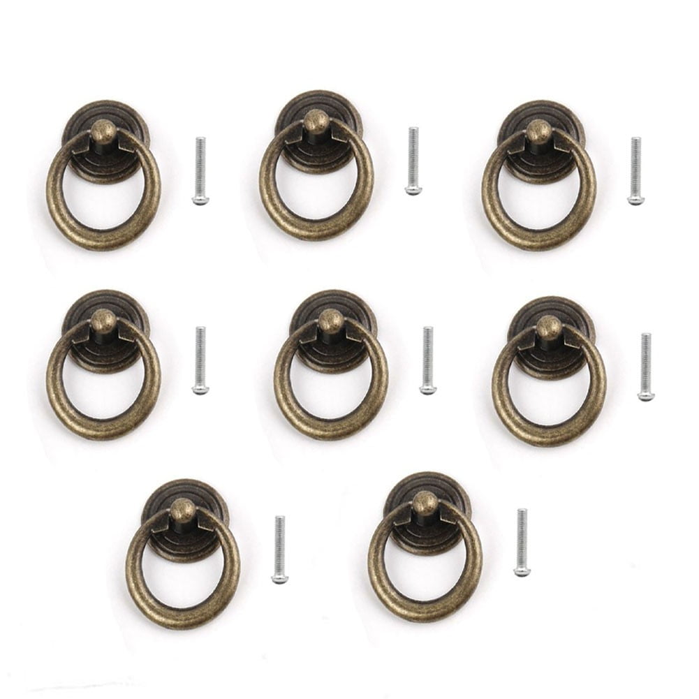 4/8Pcs Ring Pull Handle Cabinet Knob Drawer Dresser Cupboard Drop Zinc ...