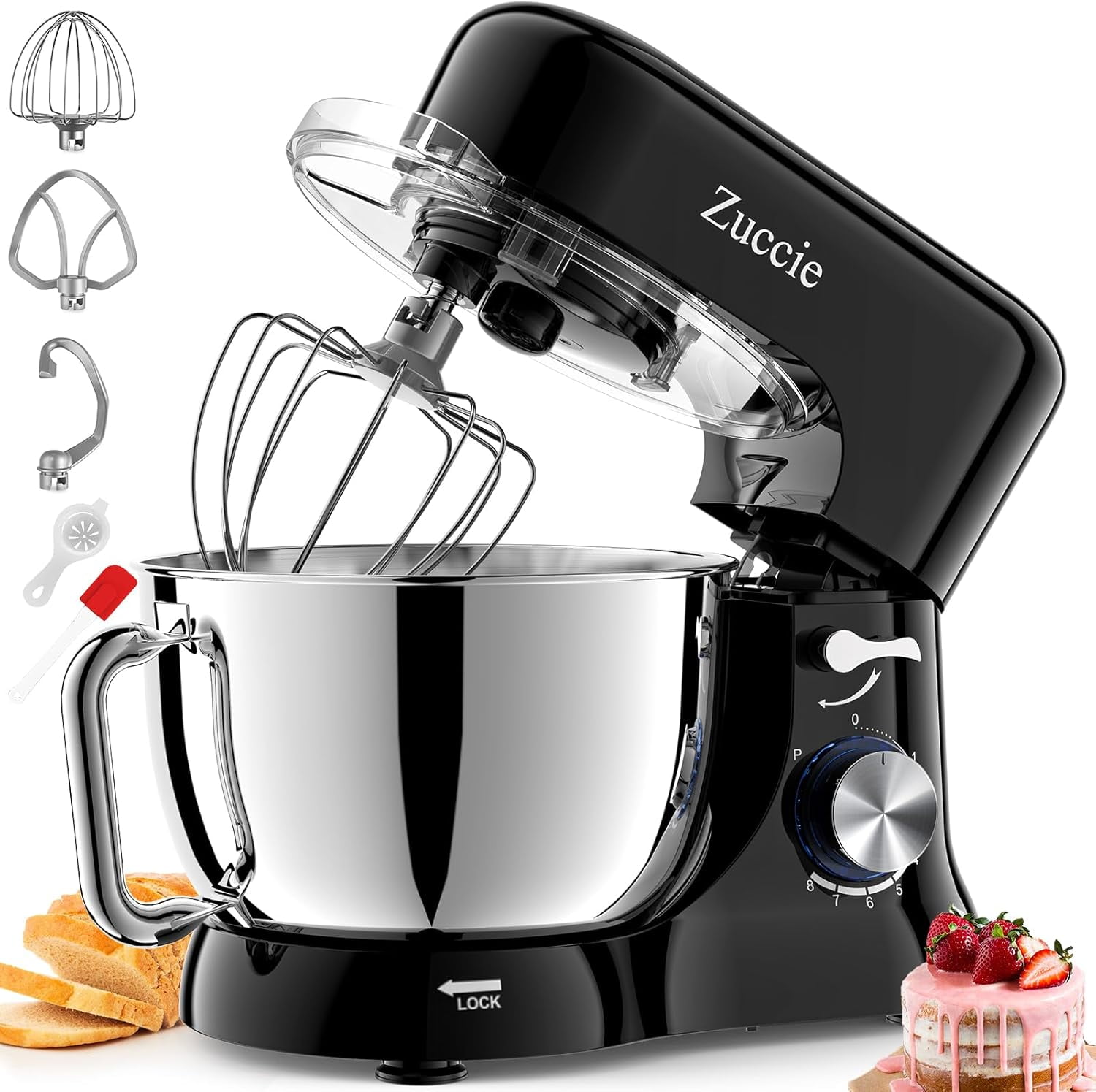 4.8QT Kitchen Electric Stand Mixer 380W Motor Power Food Mixer 8+P ...