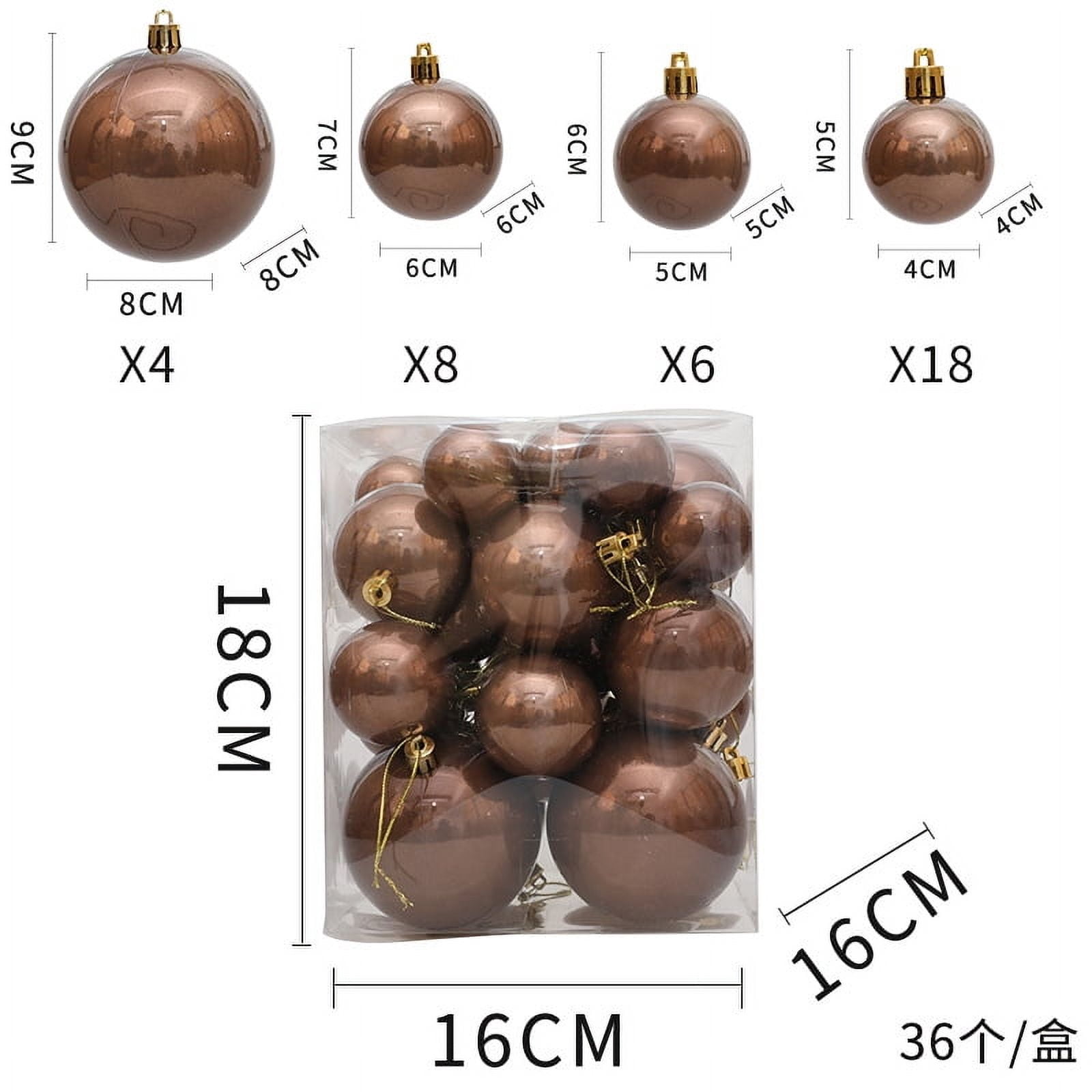 4-8cm 36pcs Christmas Ball Ornaments Christmas Tree Party Decoration ...
