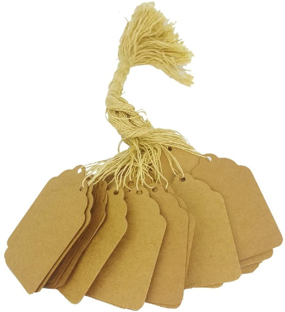4.8cm x 3.2cm , Natural Kraft - 100 Pcs of Paper String Tags, Price ...