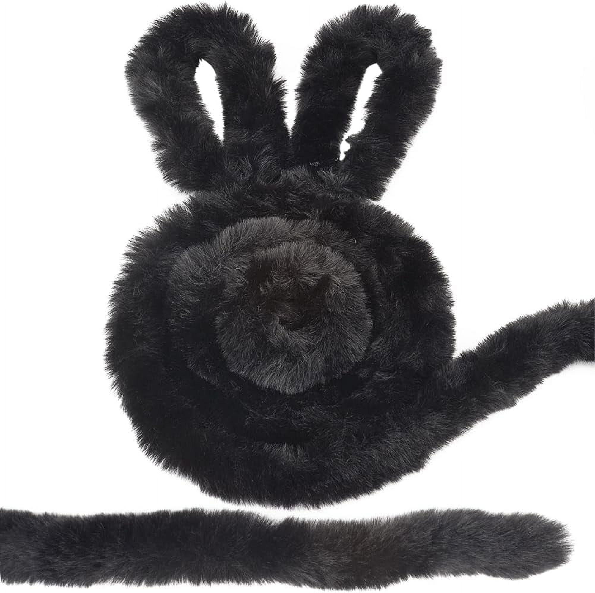 4.8m x 5cm Artificial Fluffy Faux Fur Strips Black Faux Fur Trim Ribbon ...