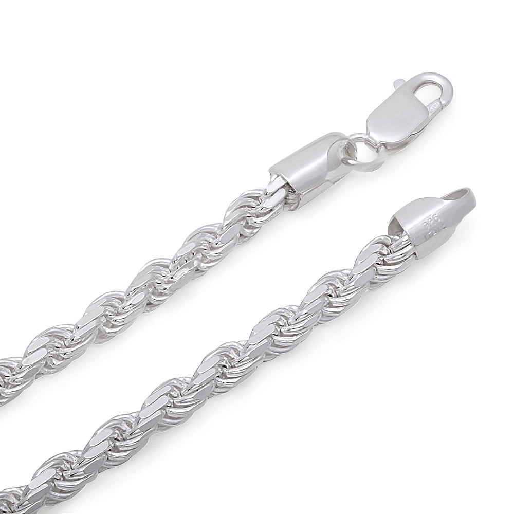 4.8mm Solid .925 Sterling Silver Twisted Rope Chain Necklace, 21.5 ...