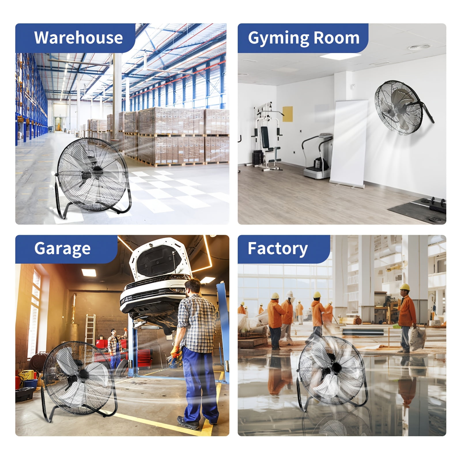 4/9/14/20 Inch High Velocity Industrial Floor Fan, 3-Speed Heavy Duty ...