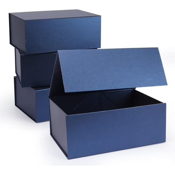 4 9.5"x7"x4" Blue Boxes with , Collapsible Wrap Box Clourse for ...