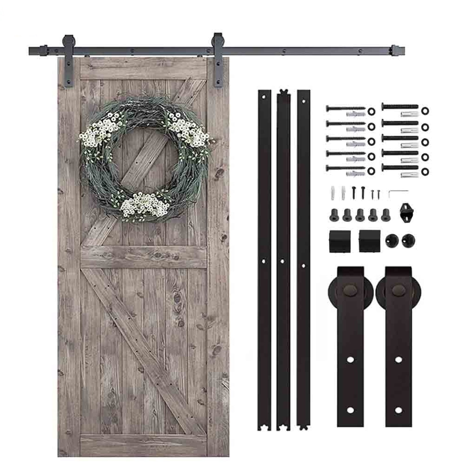 4-9.6FT Sliding Barn Door Rail Hardware Carbon Steel Barn Door Hanger ...