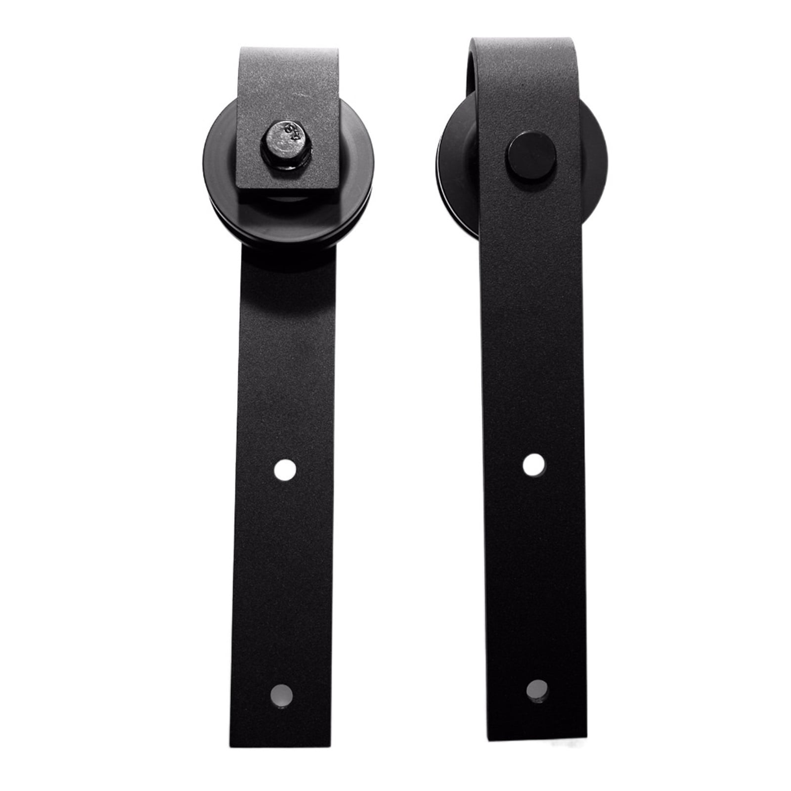 4-9.6ft Wood Sliding Barn Door Hardware Kit, Black Top Mounted Closet ...