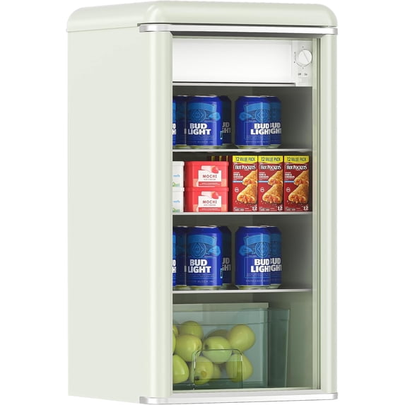 4.9 Cu.Ft Retro Beverage Cooler Double Glass Door Fridge - Holds 120 ...