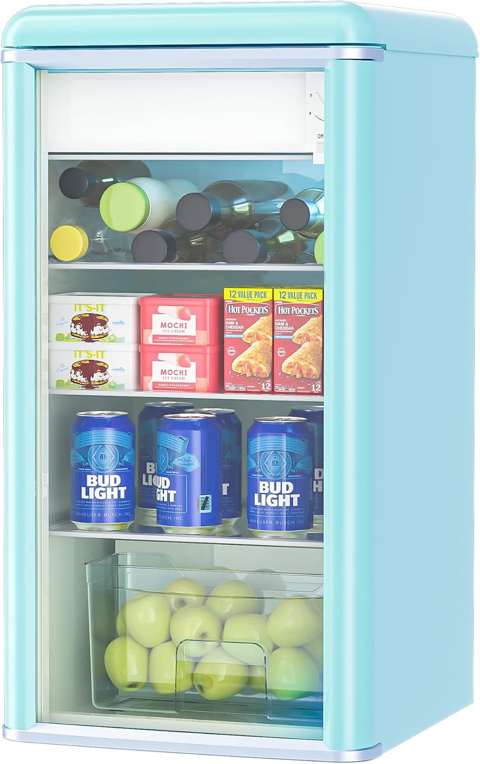 4.9 Cu.Ft Retro Beverage Cooler Double Glass Door Fridge - Holds 120 ...