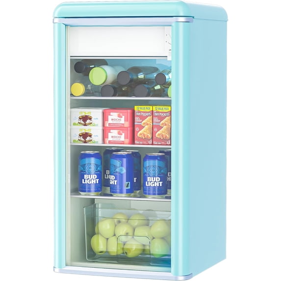 4.9 Cu.Ft Retro Beverage Cooler Double Glass Door Fridge - Holds 120 ...