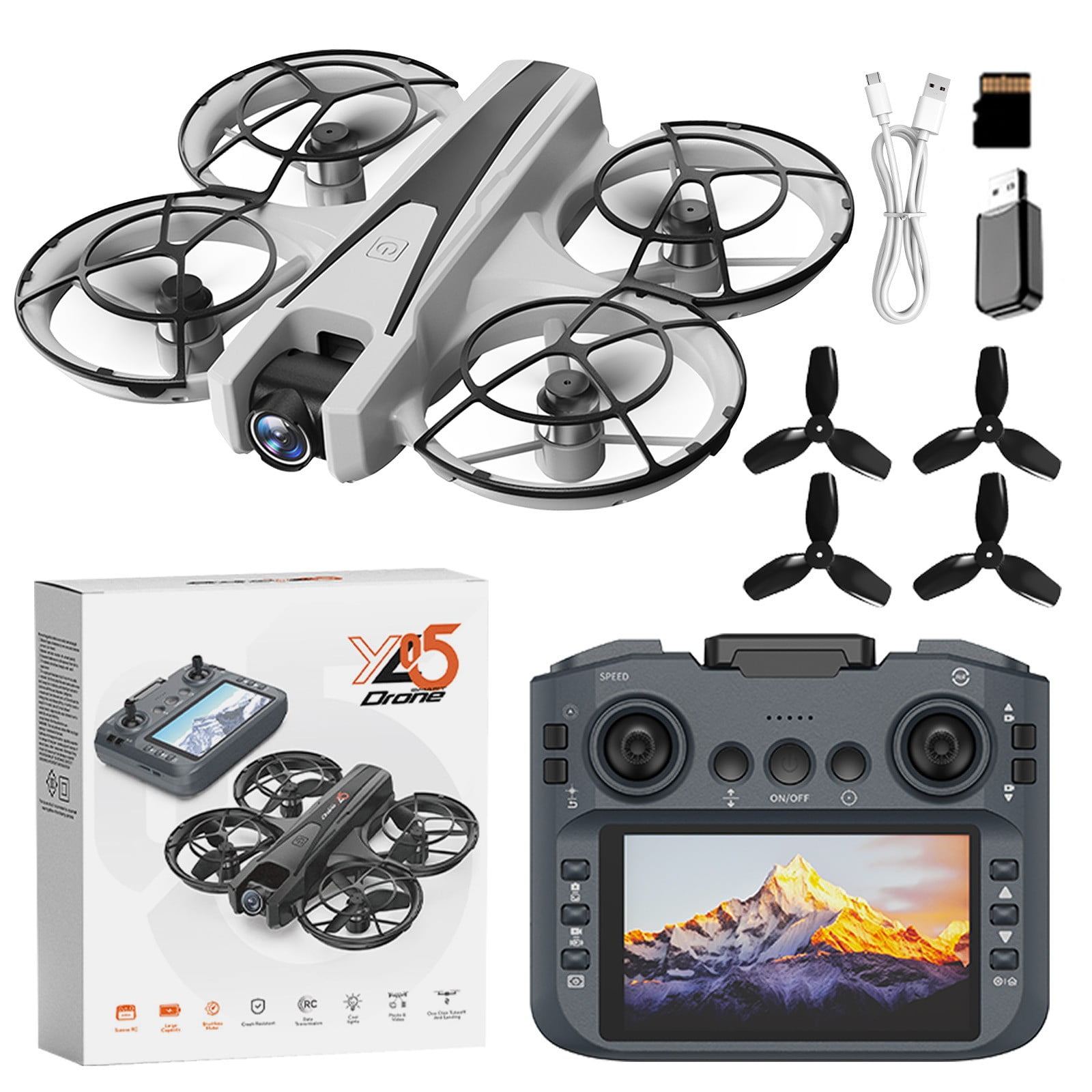 4.9" FPV Screen Remote-Control Drone – Brushless Motor, 1080p ESC ...