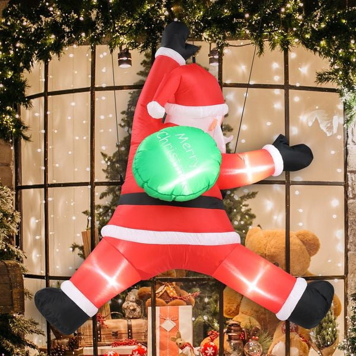 Inflatable Santa Claus Christmas Lighted Hanging with Gift Bag 4.9 FT ...