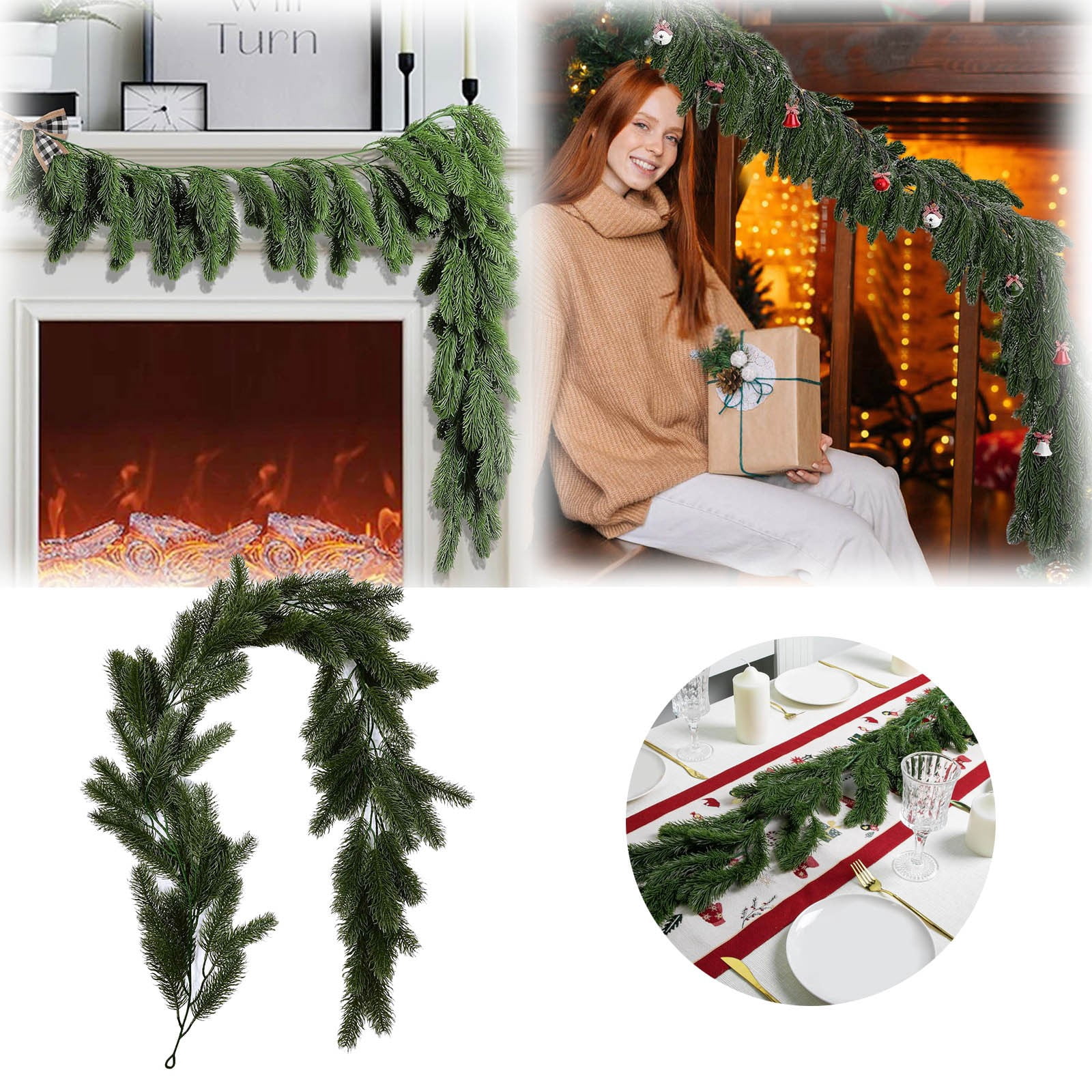 4.9 Ft Faux Cedar Garland Realistic Extra Full Cedar Christmas Garland ...