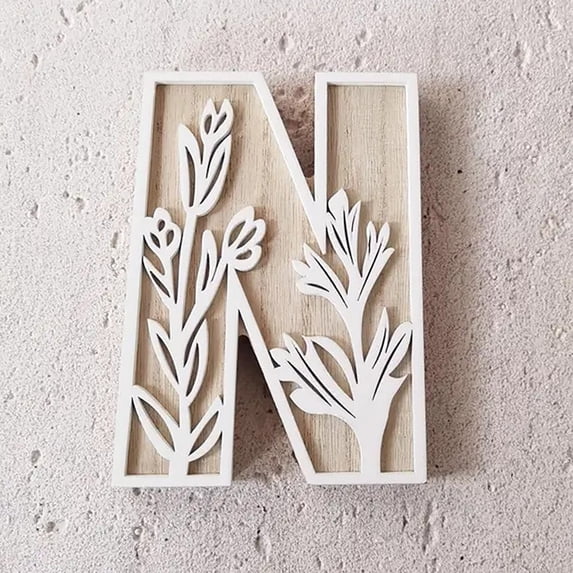 4.9 Inch Wooden Letters for Wall Decor, Flowered Paintable Wooden ...