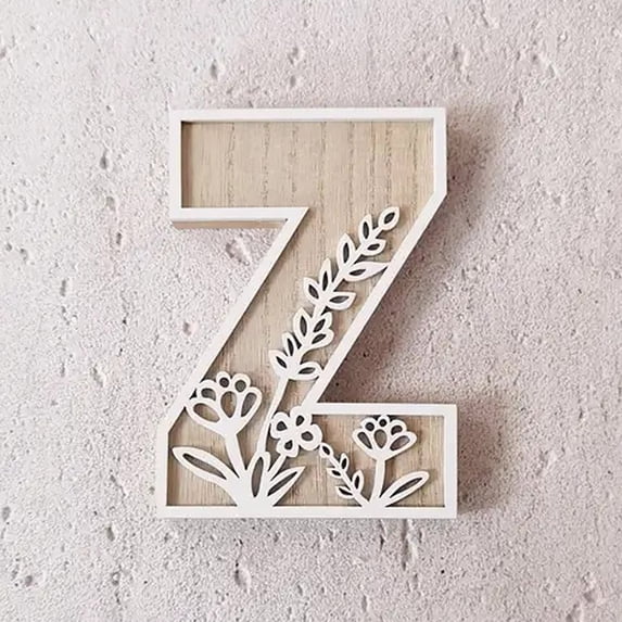 4.9 Inch Wooden Letters for Wall Decor, Flowered Paintable Wooden ...