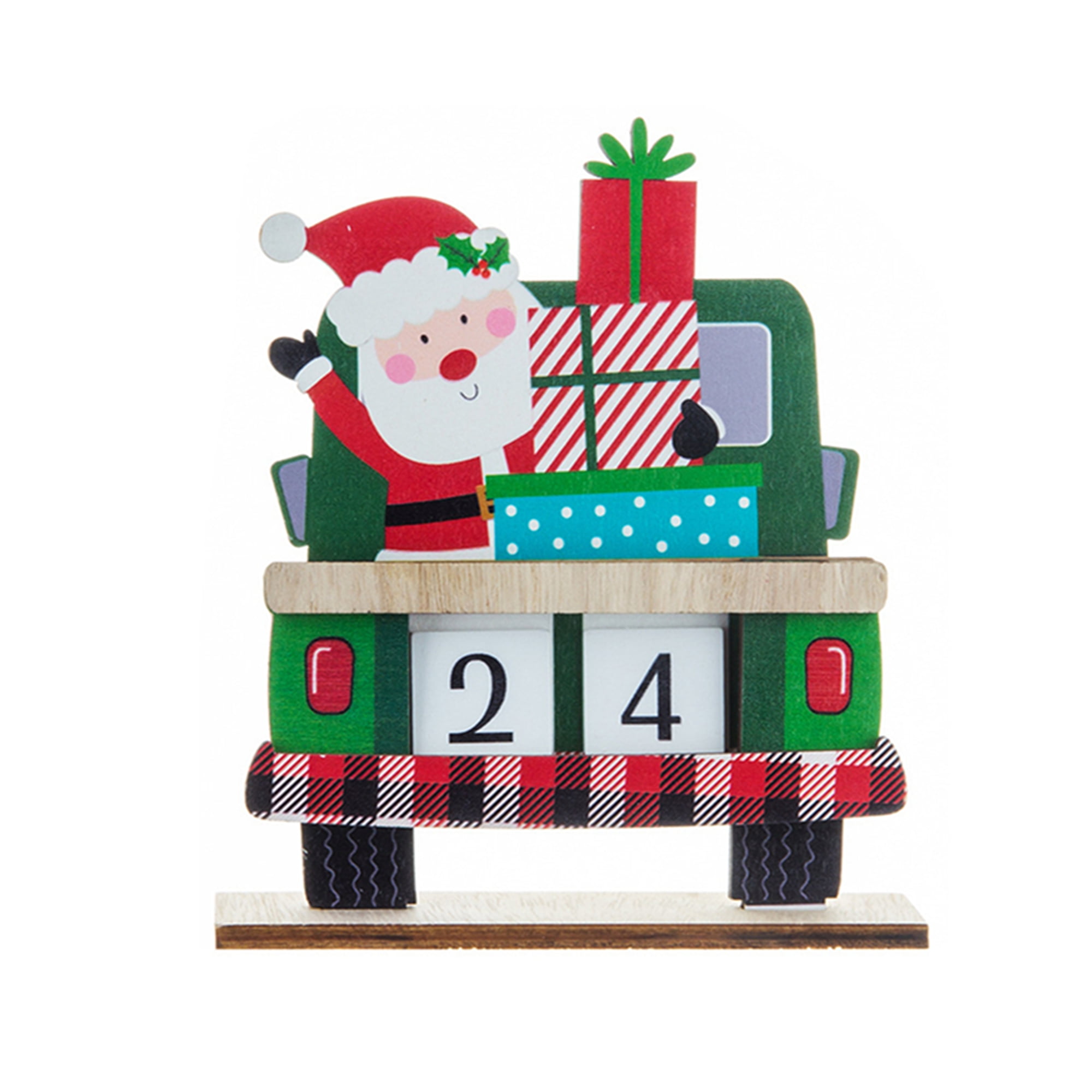 4.9 Wooden Christmas Countdown Advent Calendar, Santa Claus Xmas Truck ...