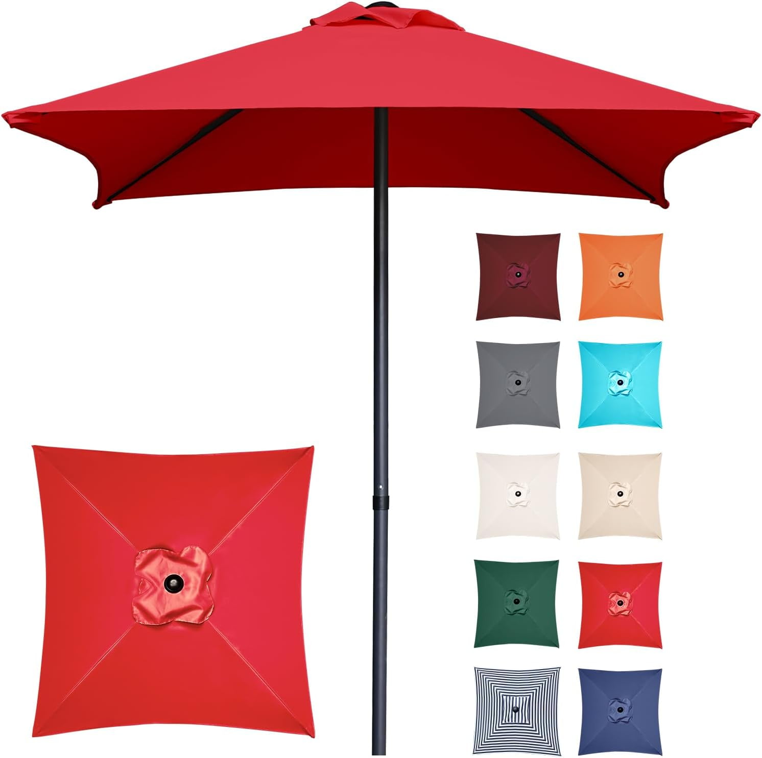 4.9 ft Patio Umbrella - Small Outdoor Table Umbrella with 4 Reinforced ...