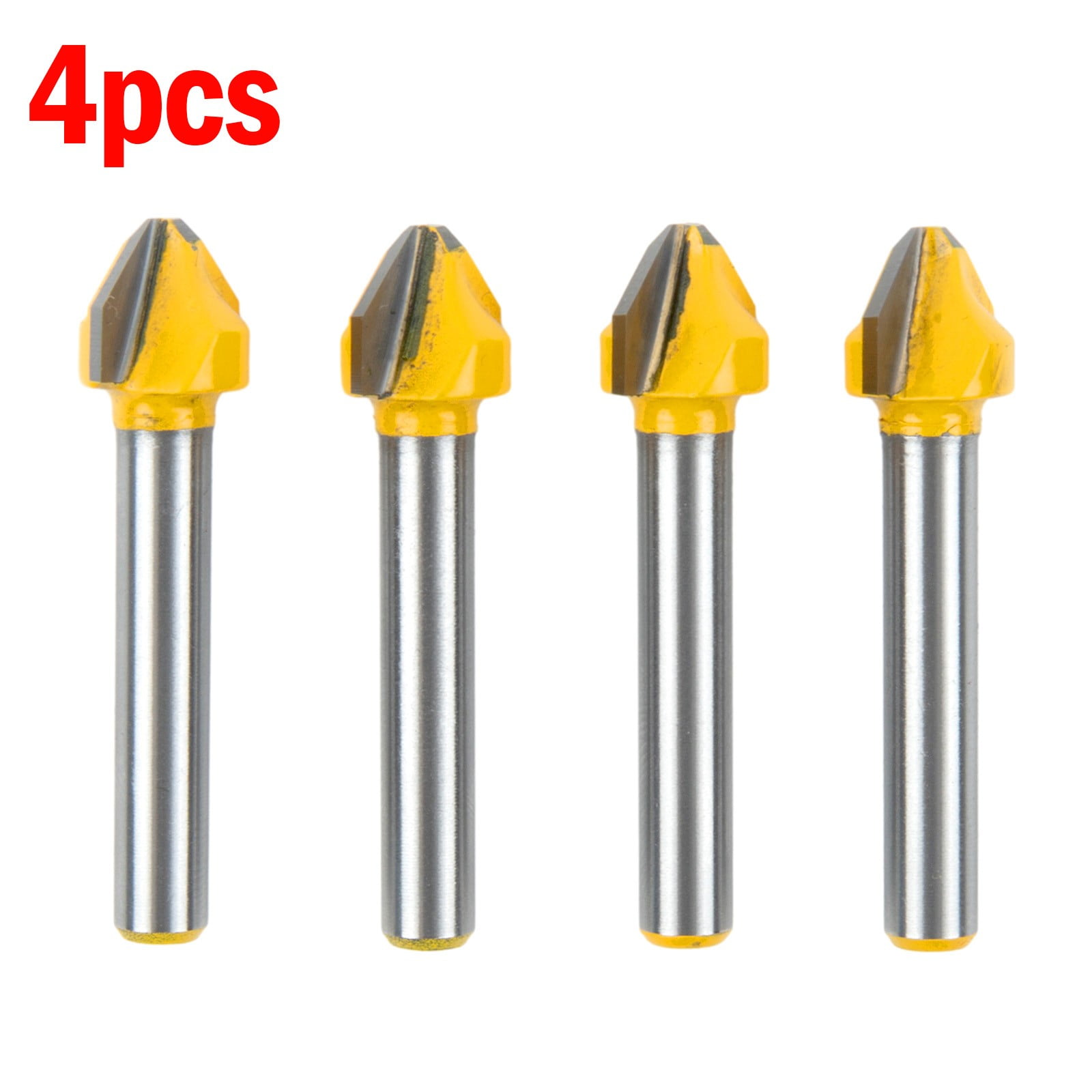 4×90 Degree V-Shaped Engraving Milling Cutter Flat Head Router Bit ...