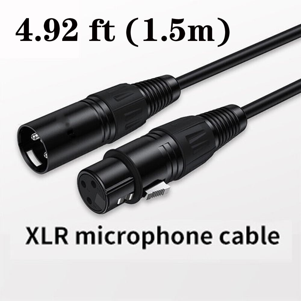 4.92 ft (1.5m) XLR Male to Female Microphone Cable Balanced 3 Pin Mic ...