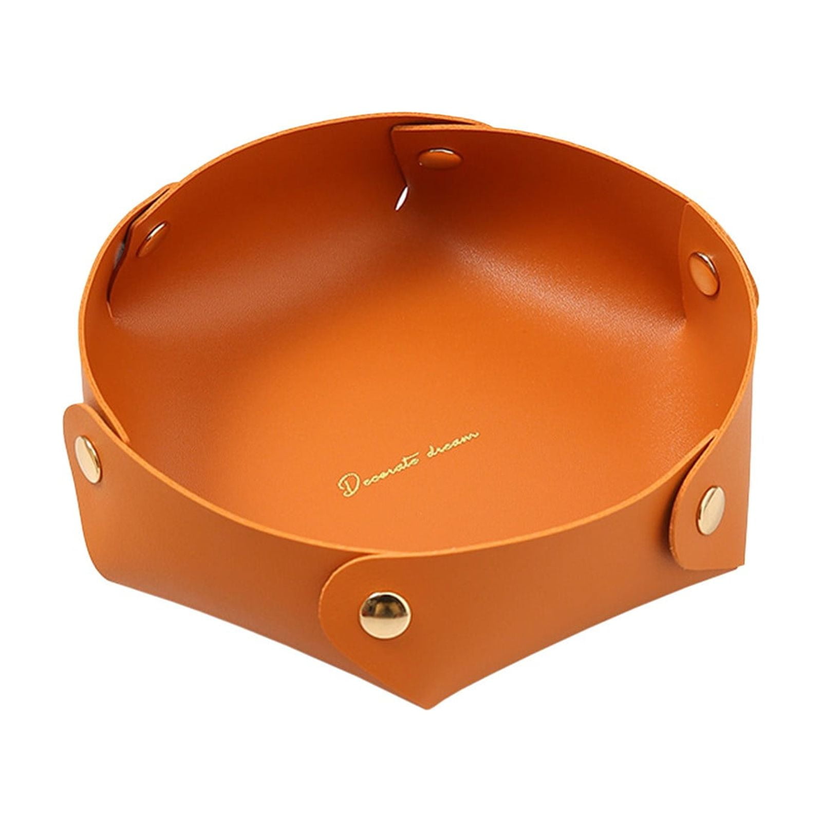 4.92in Faux Leather Foldable Storage Tray | Multipurpose Desk Vanity ...