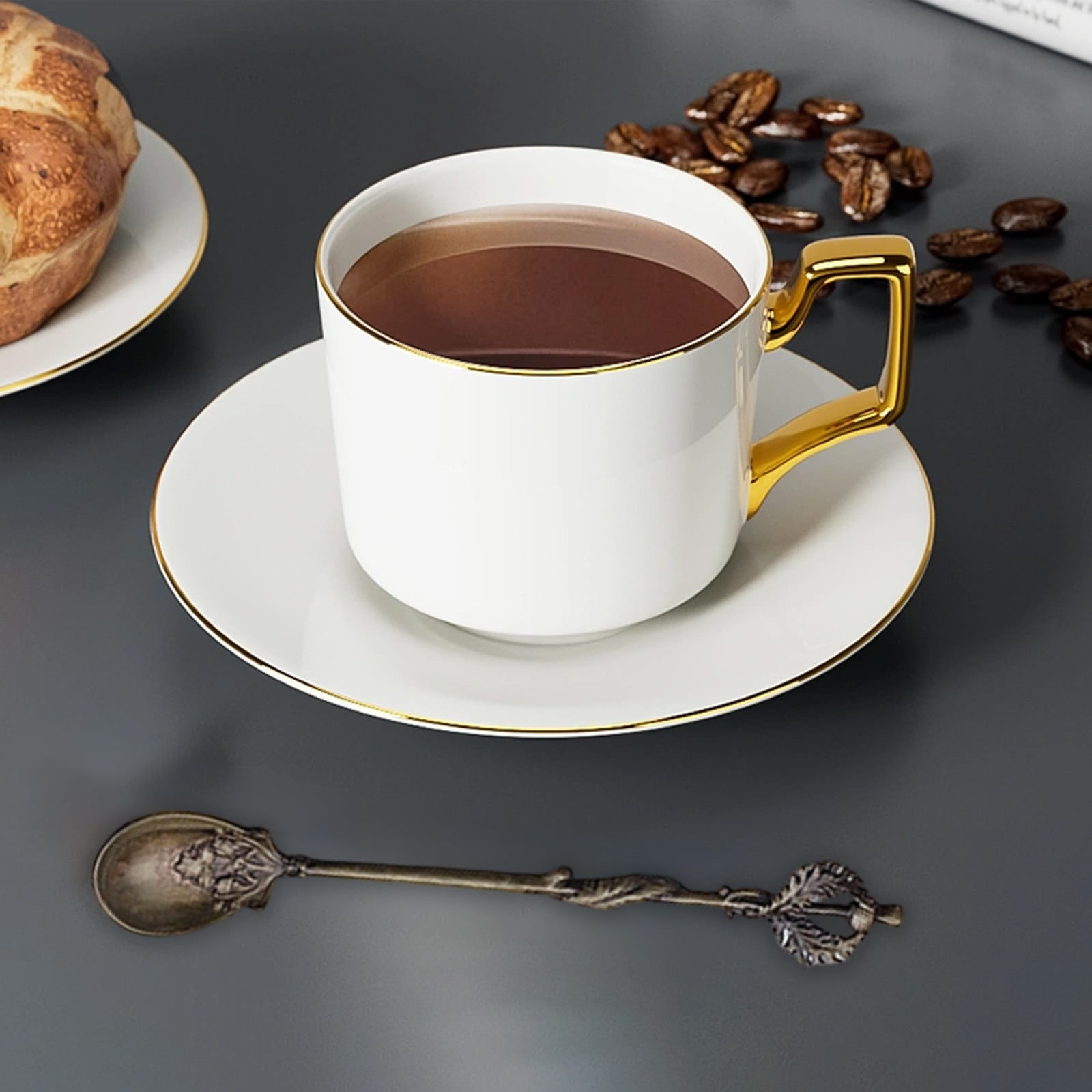 4.92x0.8 Inch Vintage Metal Coffee Spoons Carved Tea Dessert Spoons ...