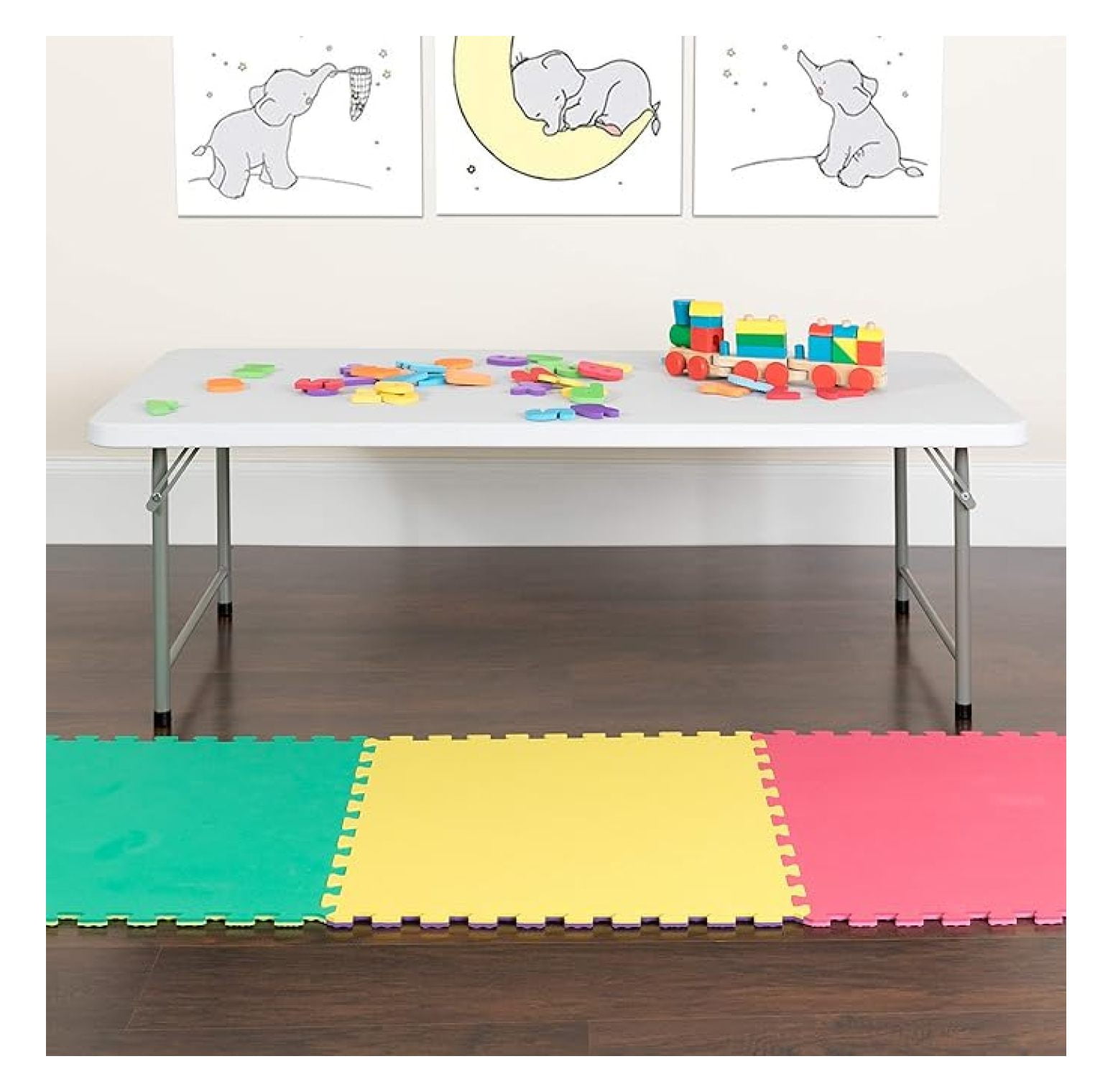4.93' Kids Folding Activity Table for Classrooms and Home, Heavy-Duty ...