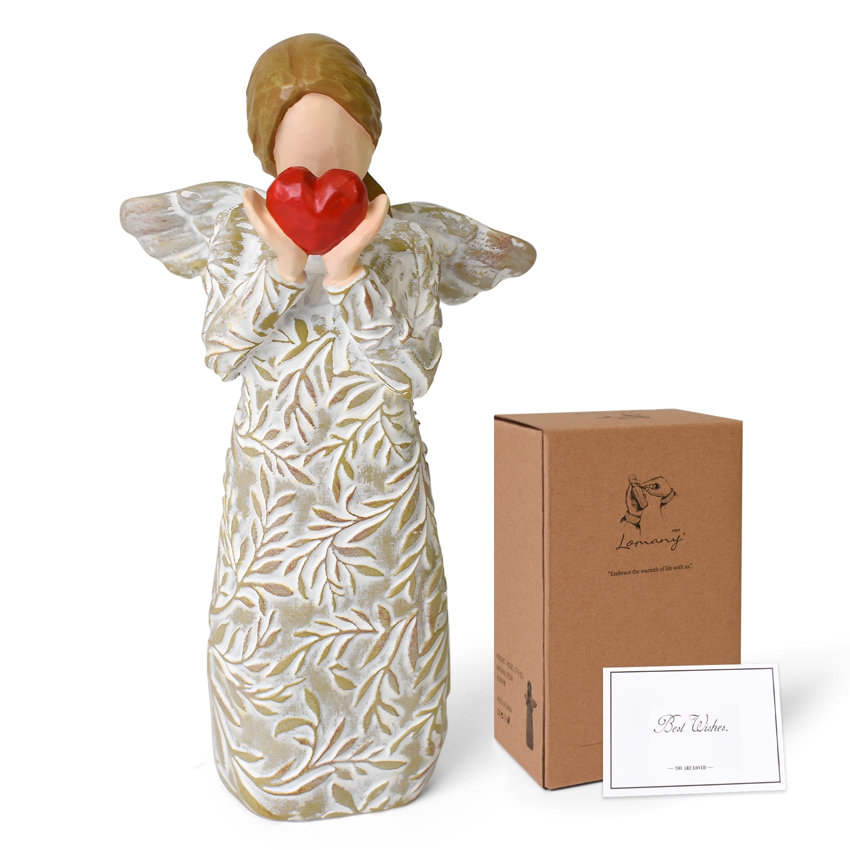 Handcrafted Angel Figurine with Heart – Resin Angel Statue – Symbol of ...