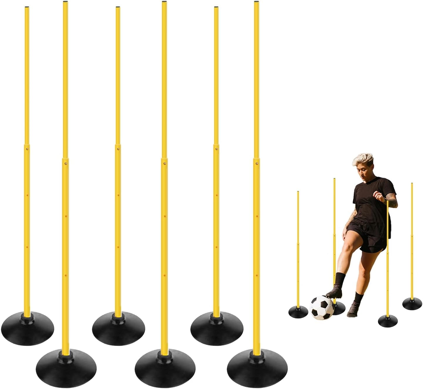 4.9FT Adjustiable Height Agility Poles Soccer Telescopic Training ...