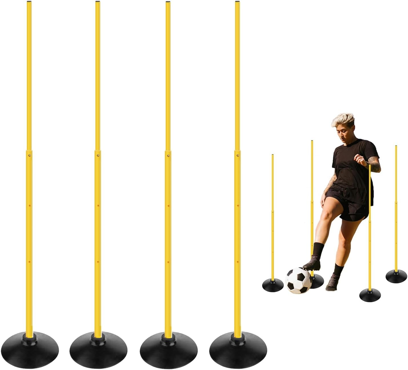 4.9FT Adjustiable Height Agility Poles Soccer Telescopic Training ...