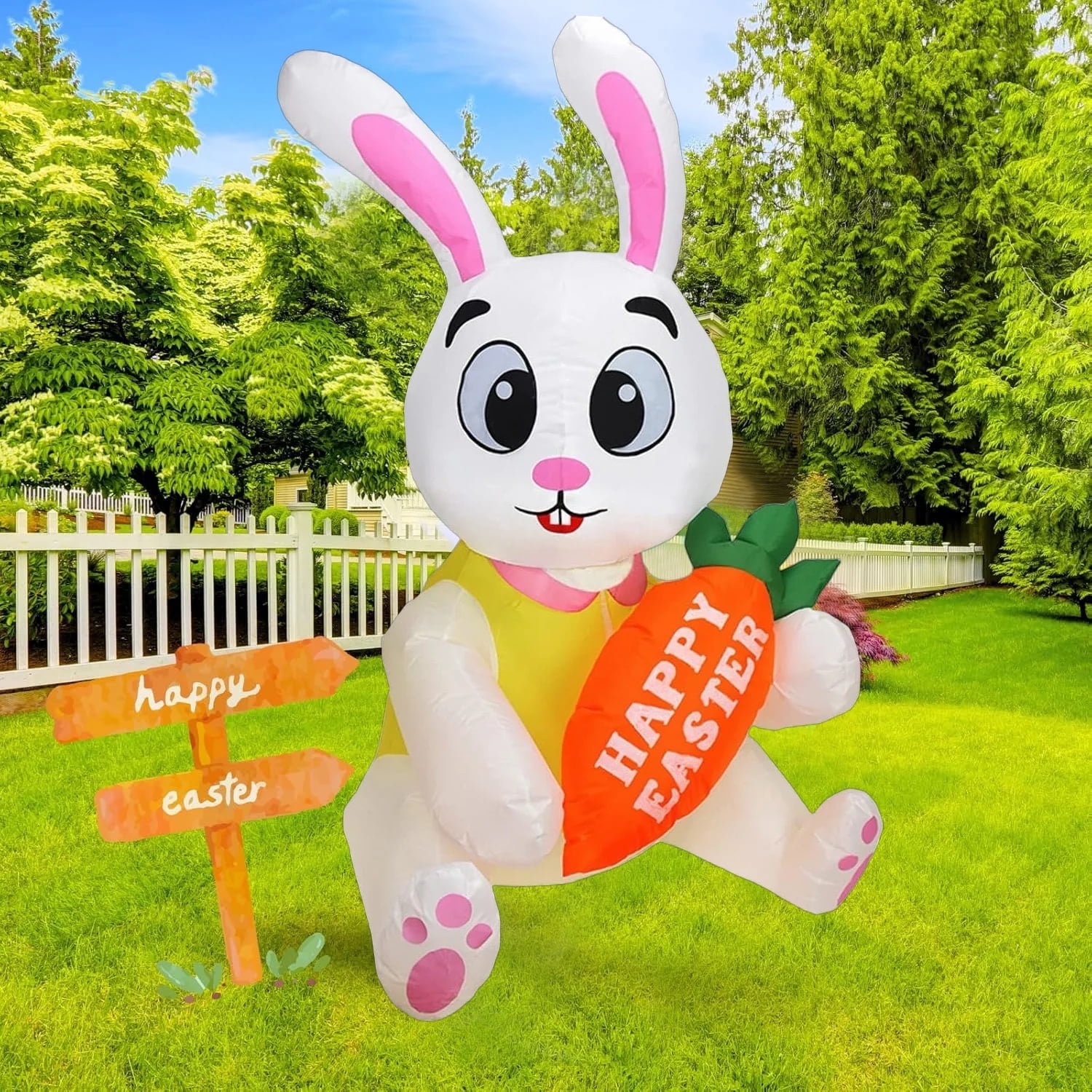 4.9Ft Easter Inflatable Bunny, Glowing Inflatable Outdoor Indoor Garden ...