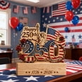 4.9In 2D Flat Wooden Desk Ornament Usa Flag Rose Patriotic Solid Table ...