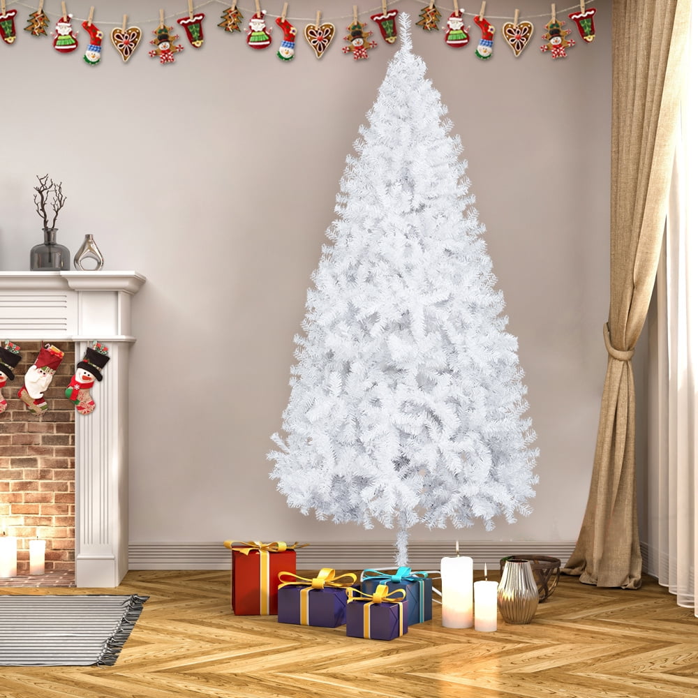 4-9ft Artificial Christmas Tree - White, Auto-Shaping Easy Setup, Metal ...