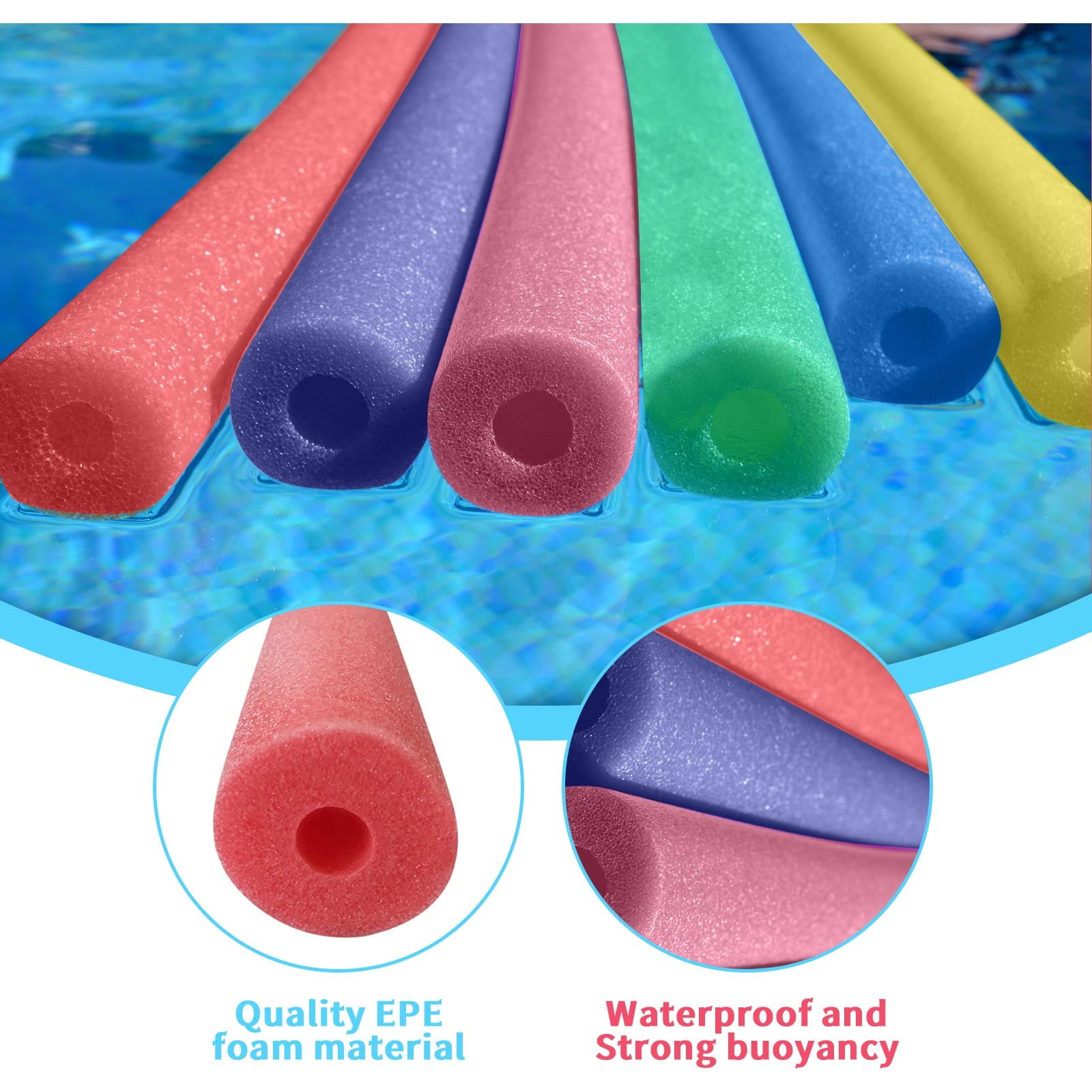 4.9ft Pool Noodles,Hollow Pearl Cotton Floating Stick for Swimming ...