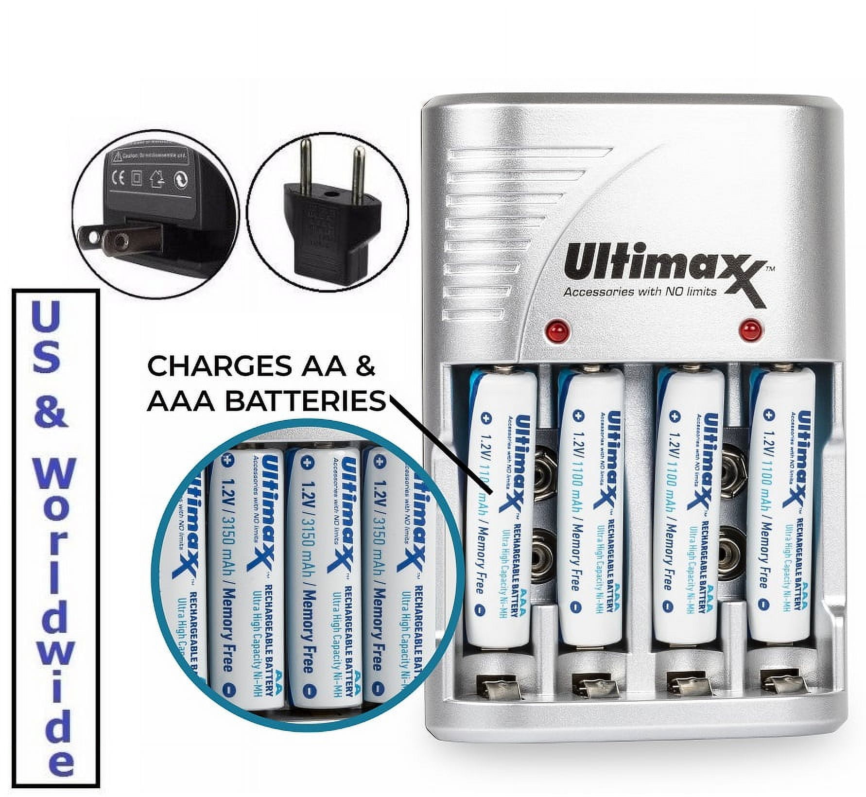 4 AA BATTERY and 110-240V CHARGER FOR CANON POWERSHOT SX150 IS ...