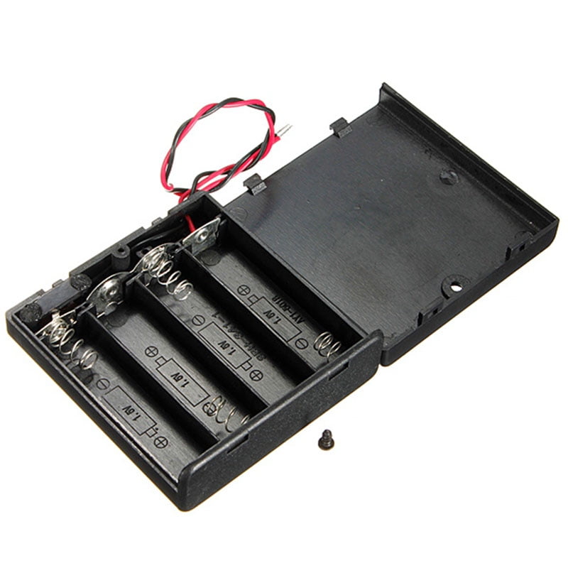4-AA Slots Battery Spring Clip 6V Holder Case Plastic With On/Off ...