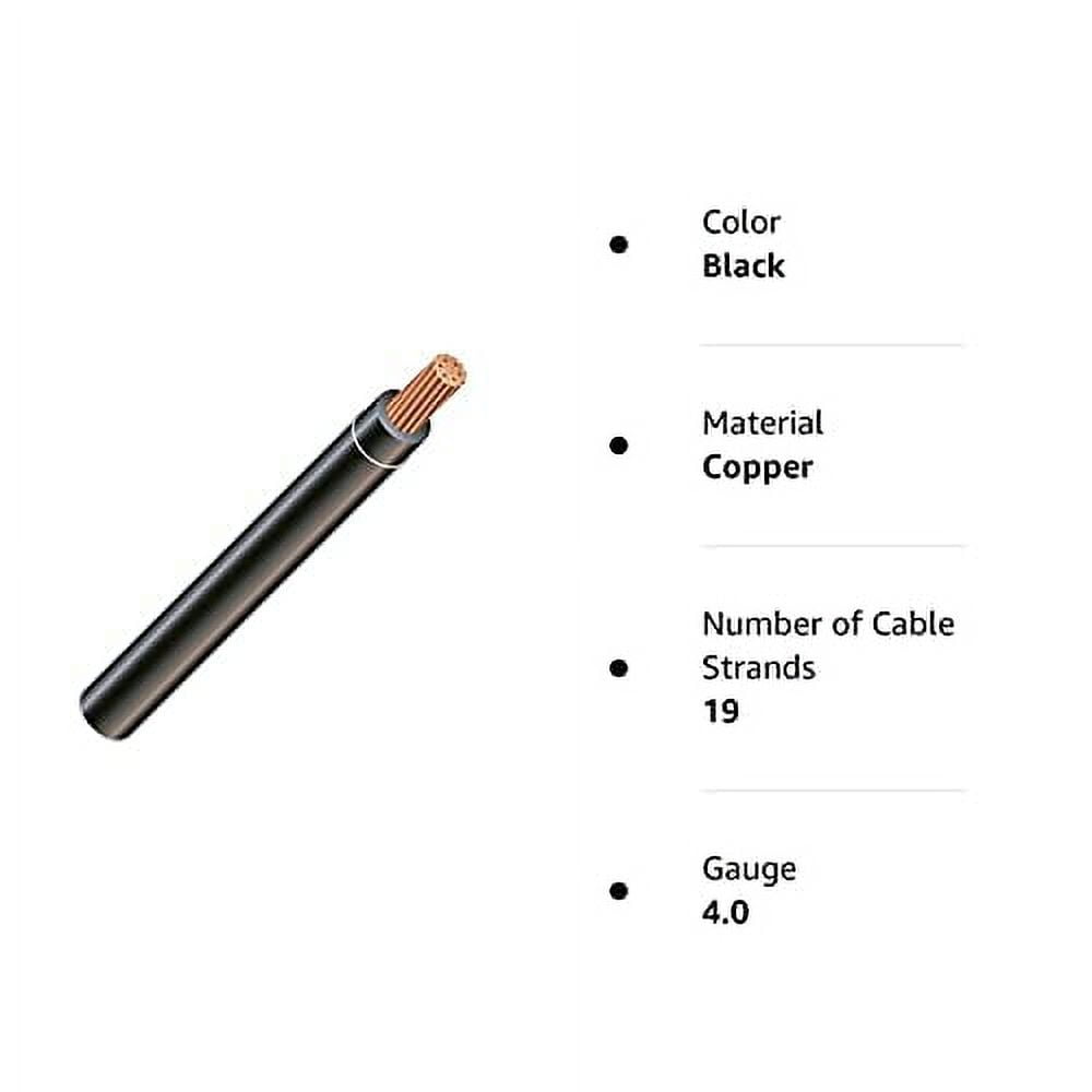 4 AWG 19-Stranded THHN Black Copper Building Wire (30ft Cut) - Walmart.com