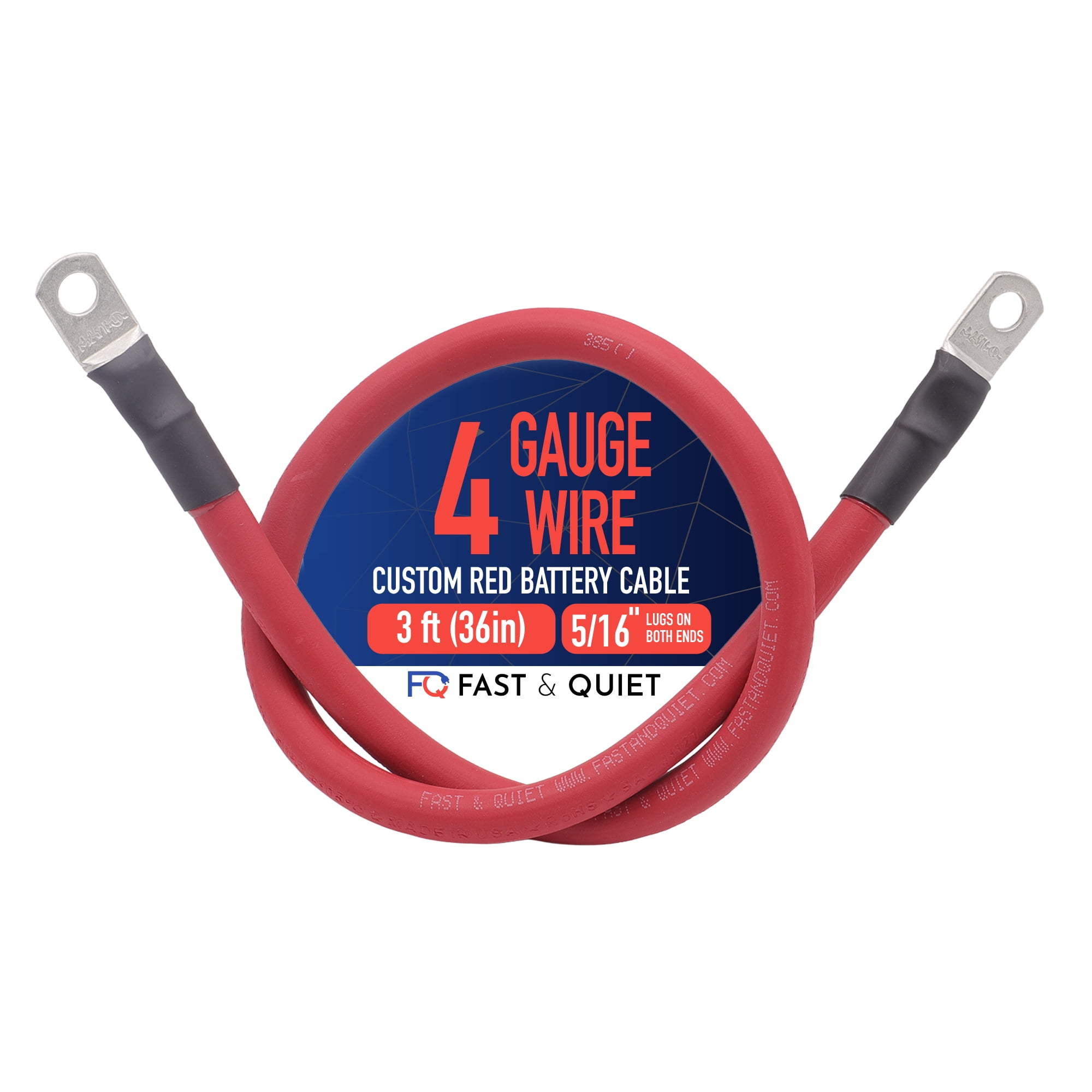 4 AWG Battery Cable with Battery Terminals, Pure Copper Wire ...