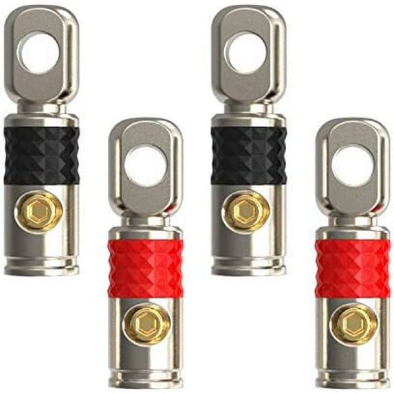 4 AWG Gauge 100% Copper Ring Set Battery Connector Ring Terminals (4 ...