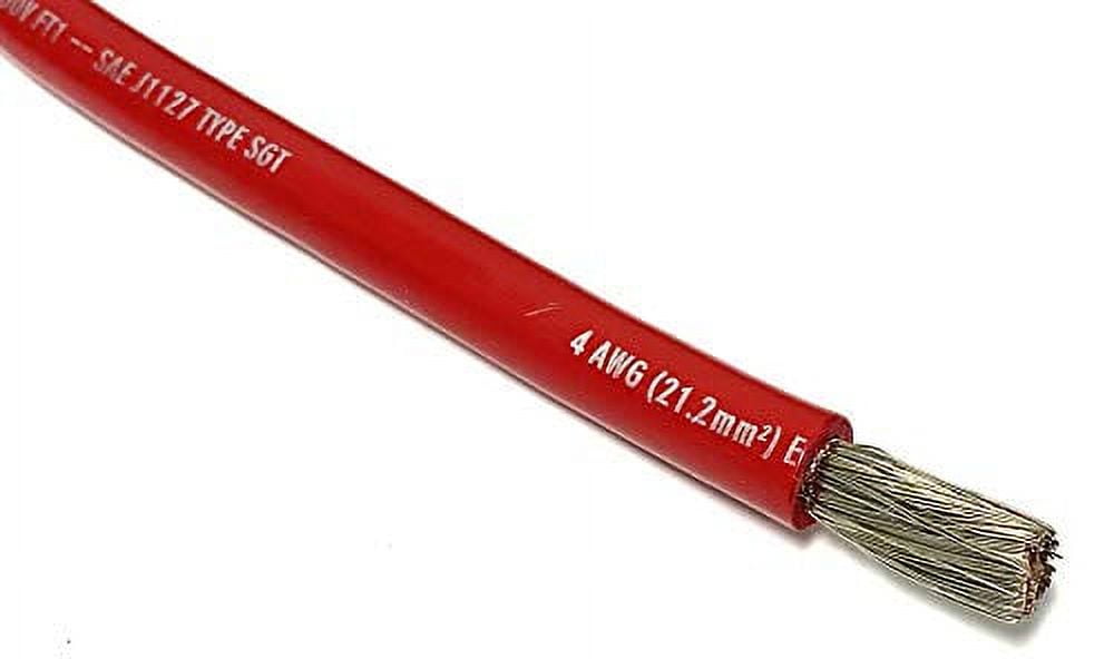 4 AWG Gauge Marine UL1283 SAE TINNED Copper Battery Cable Boat Wire Made in USA (5 ft) Red ...