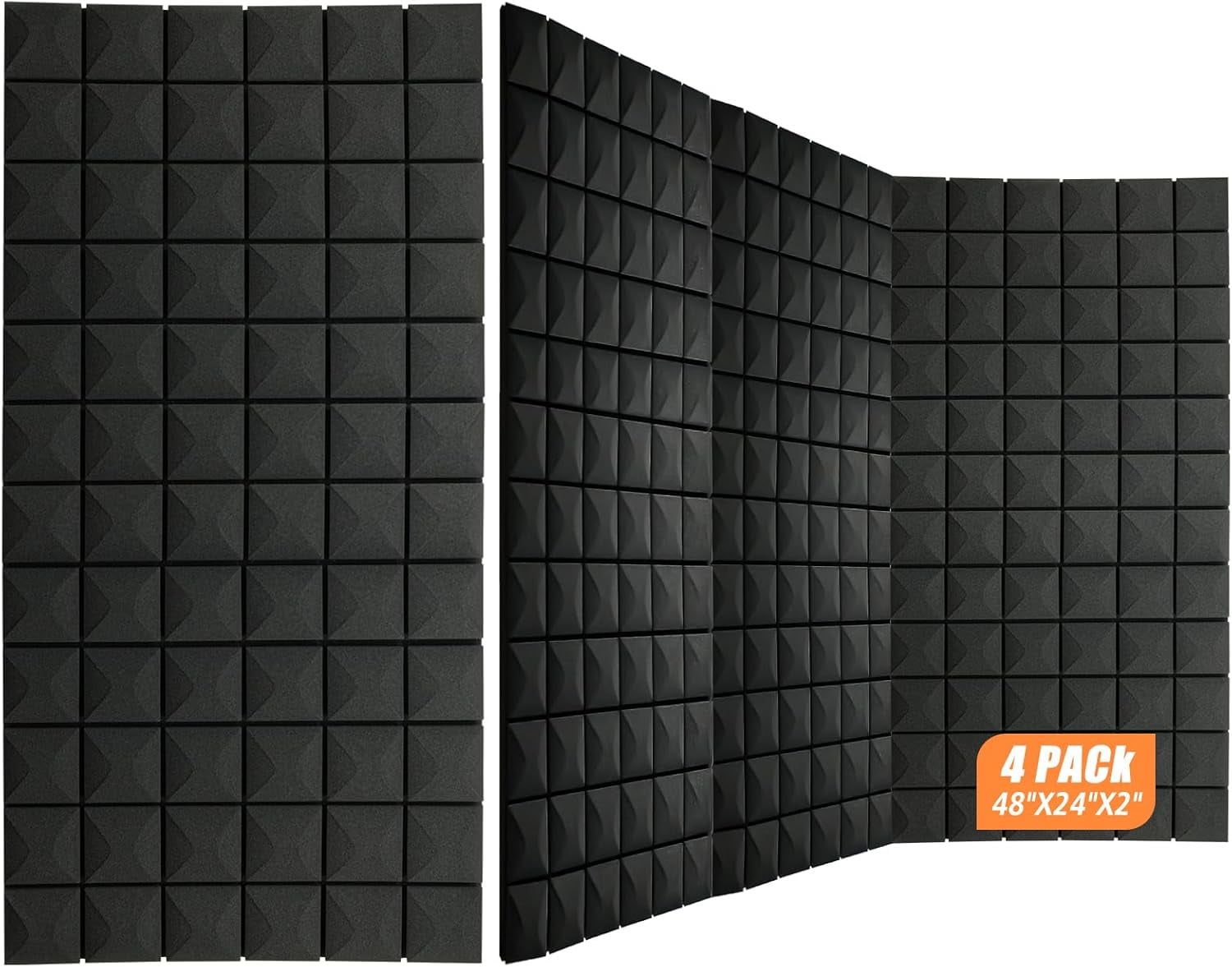 4 Acoustic Panels 48"x24"x2" Sound Proof Panels, High Density and Fire ...